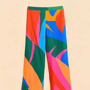 FARM Rio | Pants & Jumpsuits | Farm Rio Colorful Leaves Flared Pants ...
